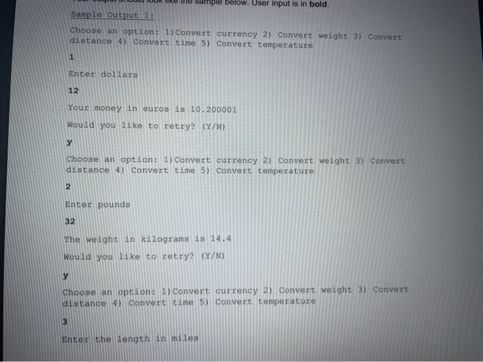Solved Your program should ask the user to press 'Y' if | Chegg.com
