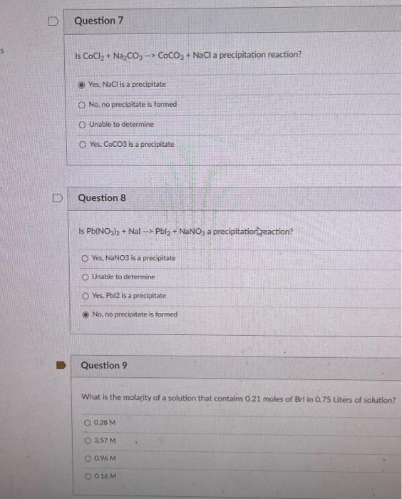Solved D Question 7 Is CoCl2 + Na2CO3 --> COCO3 + NaCl a | Chegg.com