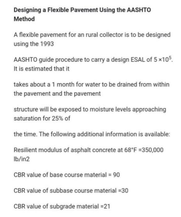 Solved Designing a Flexible Pavement Using the AASHTO Method | Chegg.com