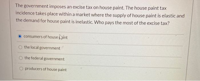 Solved The government imposes an excise tax on house paint. | Chegg.com