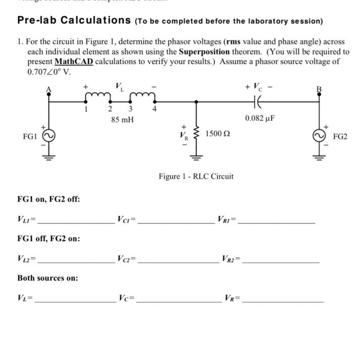 Solved Pre-lab Calculations (To be completed before the | Chegg.com