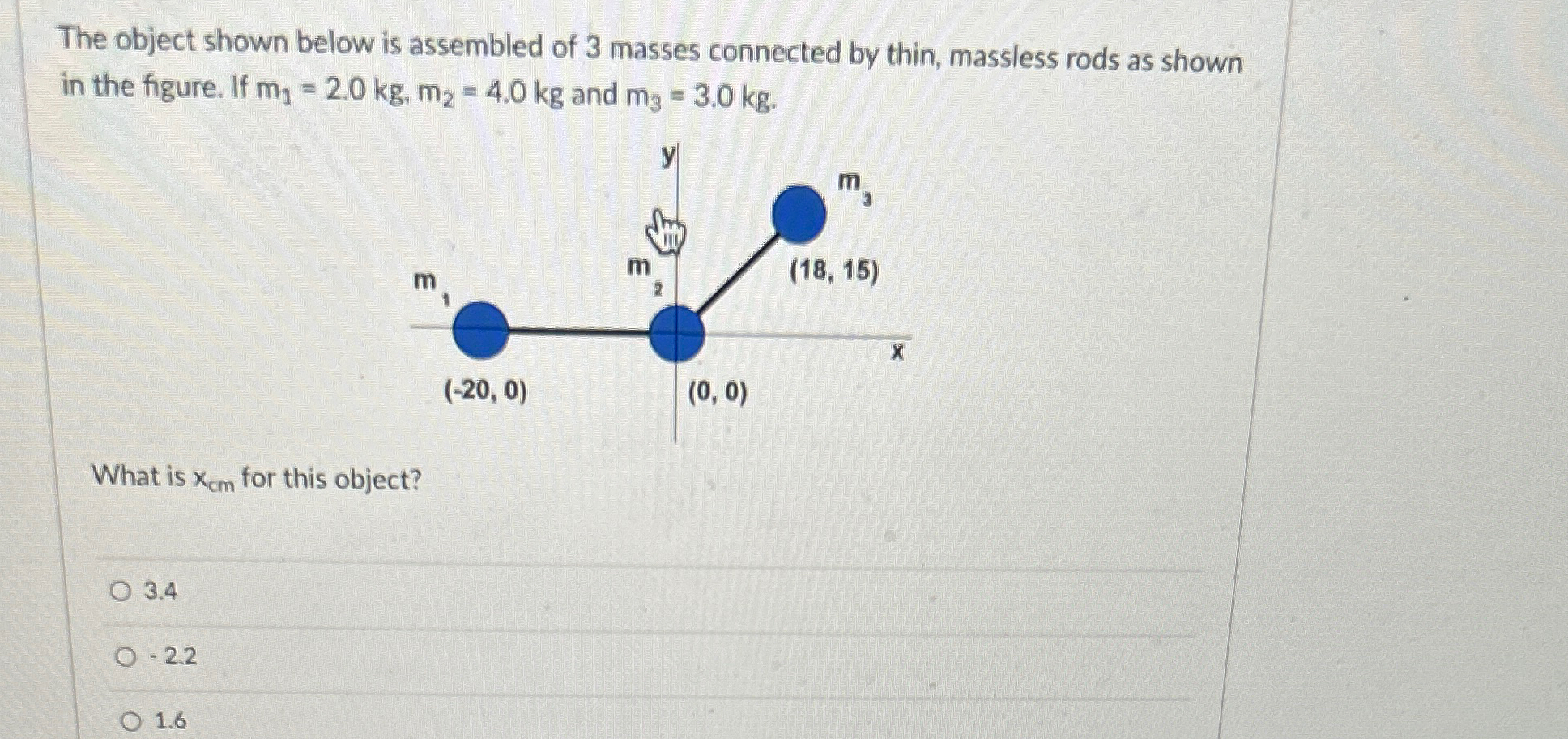 Solved The object shown below is assembled of 3 ﻿masses | Chegg.com