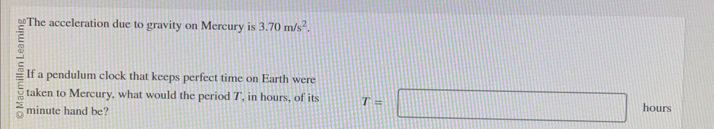 Solved The acceleration due to gravity on Mercury is | Chegg.com