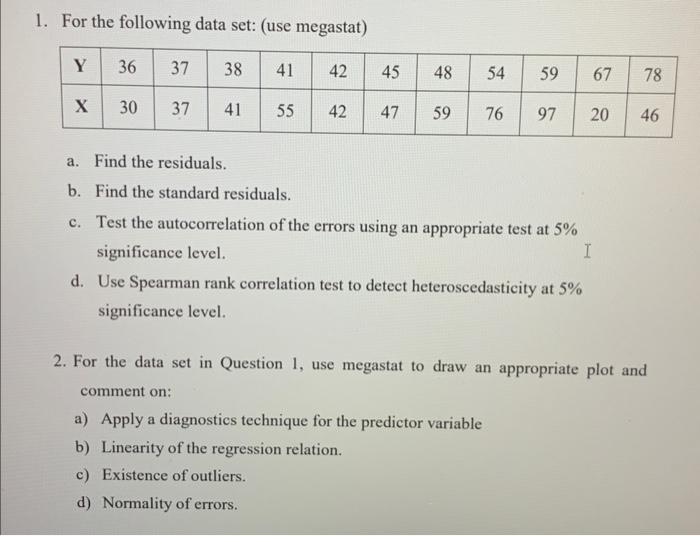 Solved solve number 2 the a,b,c and d use the data from Q1 | Chegg.com