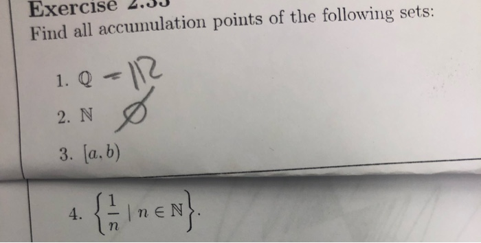 Solved Exercise 2.3J Find all accumulation points of the | Chegg.com