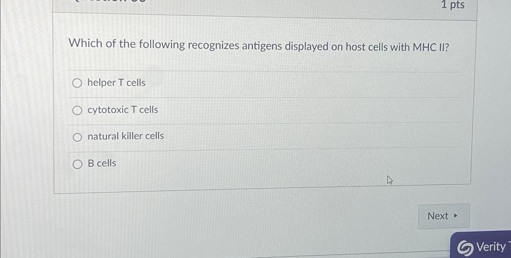 Solved Which of the following recognizes antigens displayed | Chegg.com
