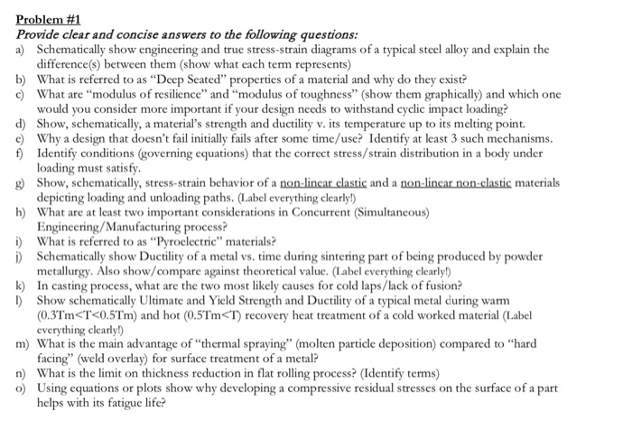 Solved Problem #1 Provide clear and concise answers to the | Chegg.com