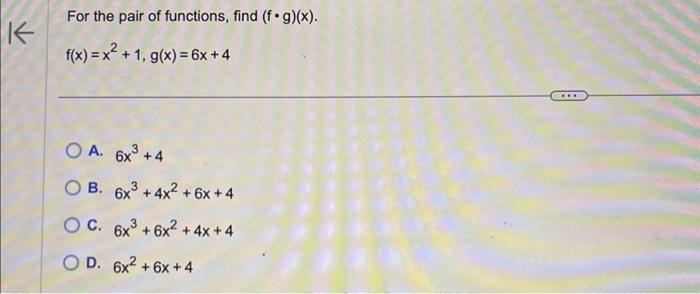Solved For the pair of functions, find (f⋅g)(x). | Chegg.com