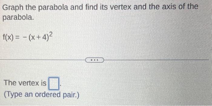 Solved Graph the parabola and find its vertex and the axis | Chegg.com