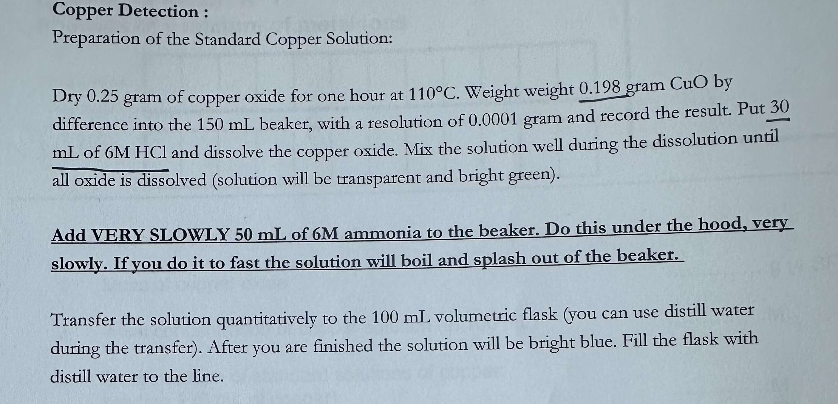 Solved Copper Detection :Preparation of the Standard Copper | Chegg.com