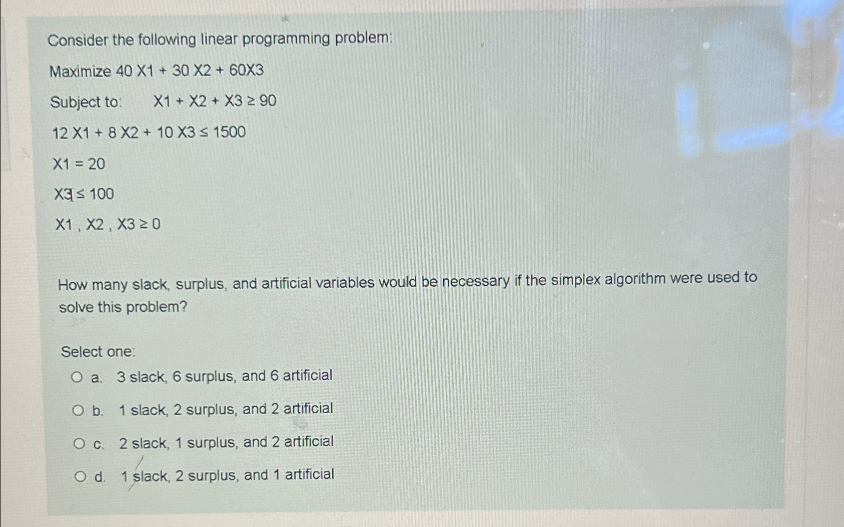 Solved Consider the following linear programming | Chegg.com