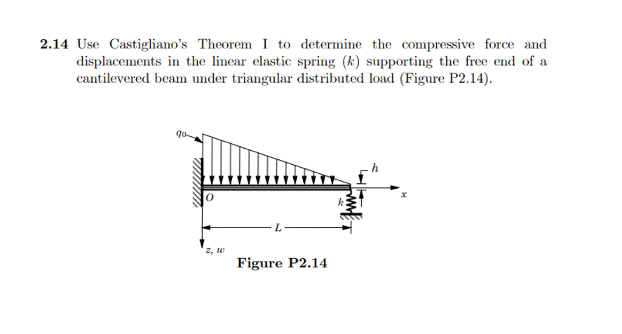 Solved 2.14 ﻿Use Castigliano's Theorem I to determine the | Chegg.com