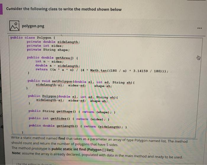 Solved Consider the following class to write the method | Chegg.com