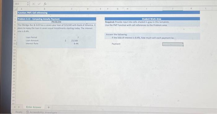Solved please i need the excel formula. | Chegg.com