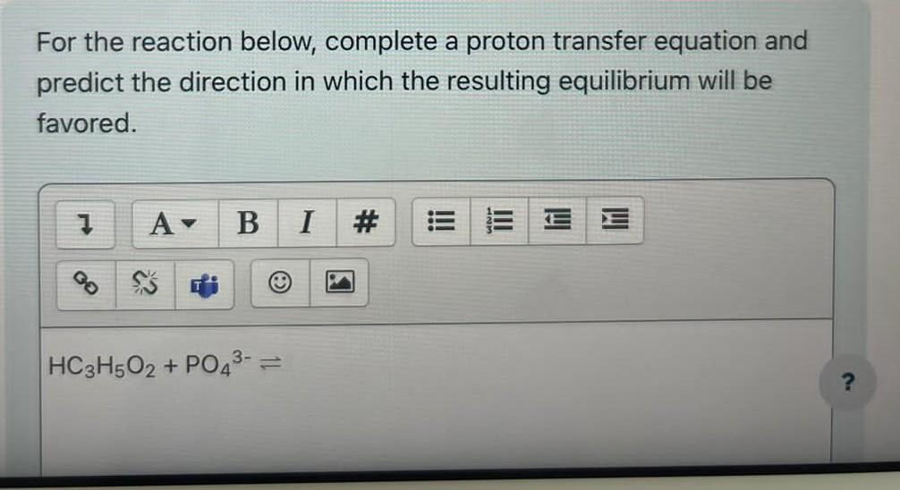 Solved For the reaction below, complete a proton transfer | Chegg.com