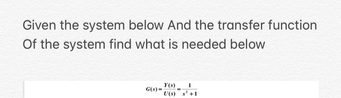 Solved Given the system below And the transfer function Of | Chegg.com