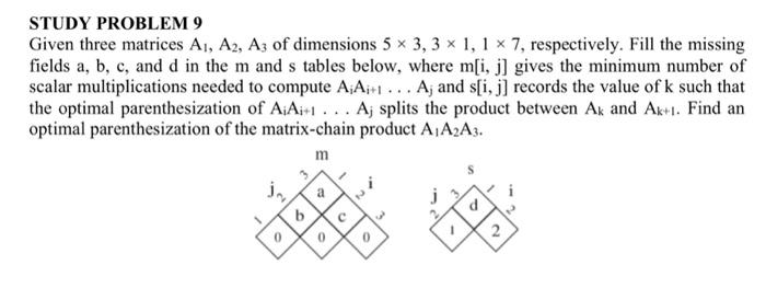 Solved STUDY PROBLEM 9 Given three matrices A1, A2, A3 of | Chegg.com