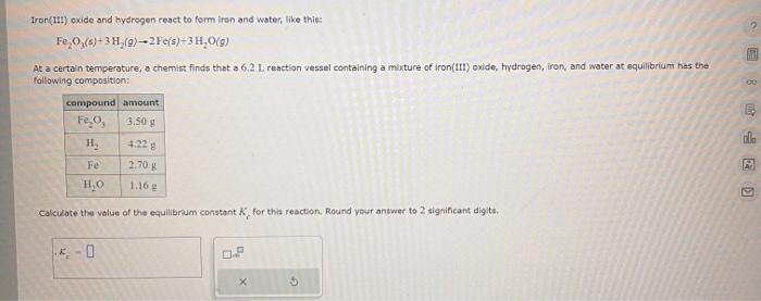 Solved Iron(1It) oxide and bysrogen react to form iron and | Chegg.com