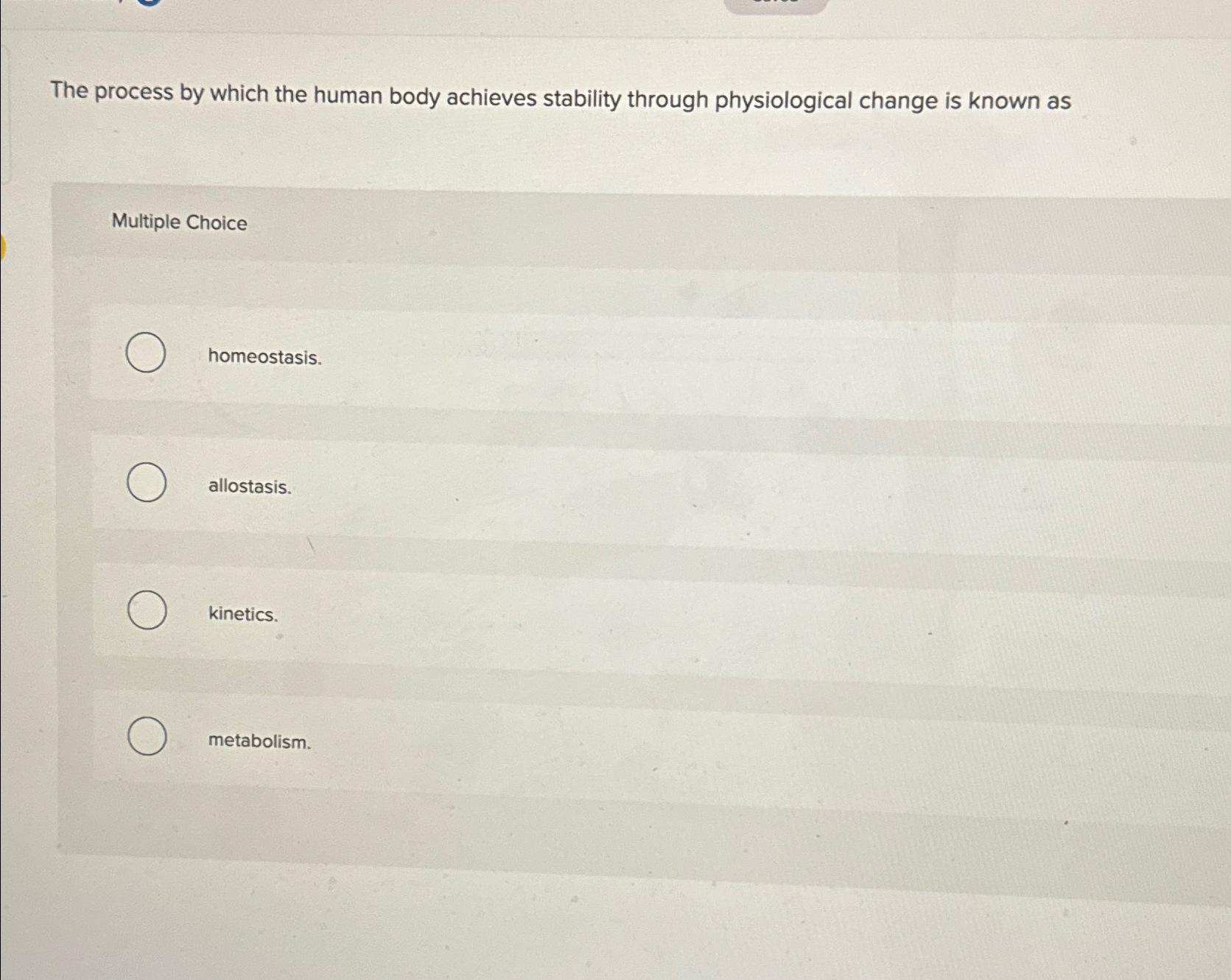 Solved The process by which the human body achieves | Chegg.com