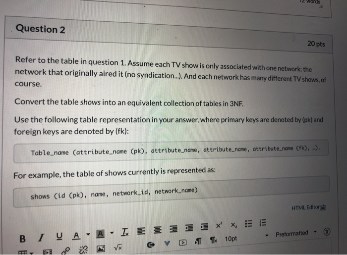Solved 20 pts Using the notation exemplified in questions 2 | Chegg.com