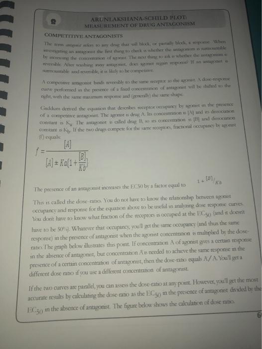 ARUNLAKSHANA-SCHILD PLOT: MEASUREMENT OF DRUG | Chegg.com