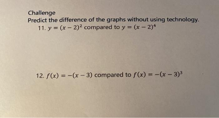 Solved Challenge Predict the difference of the graphs | Chegg.com