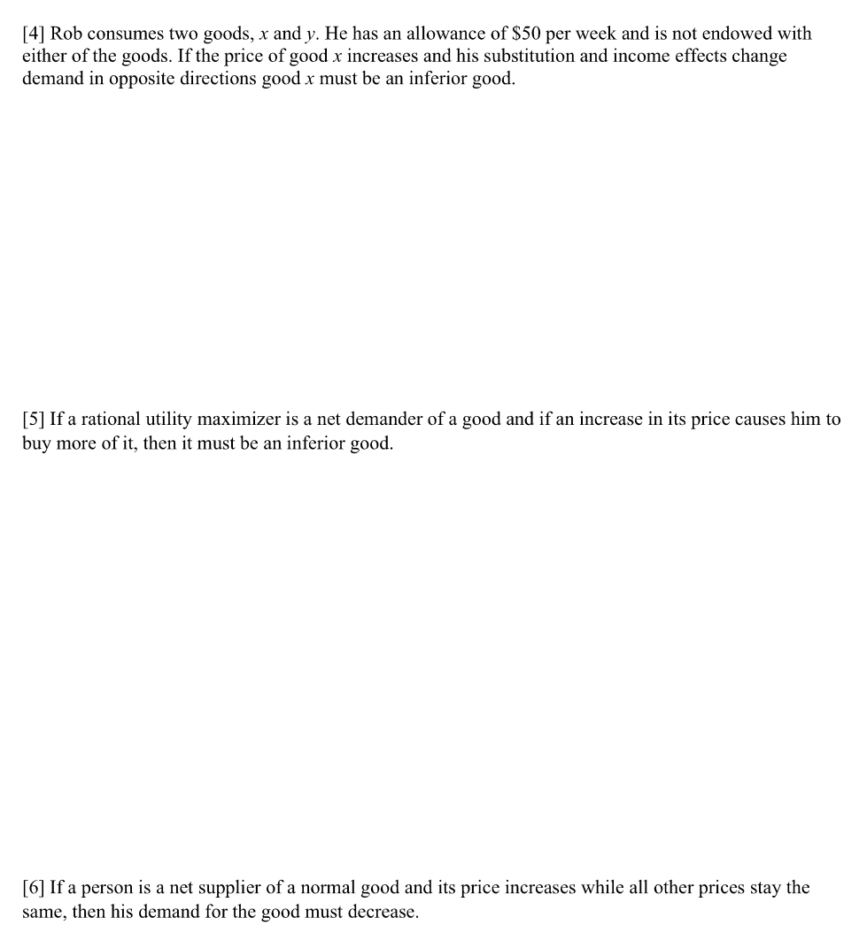 Solved Questions 4-6 ﻿are True or False. Determine which and | Chegg.com