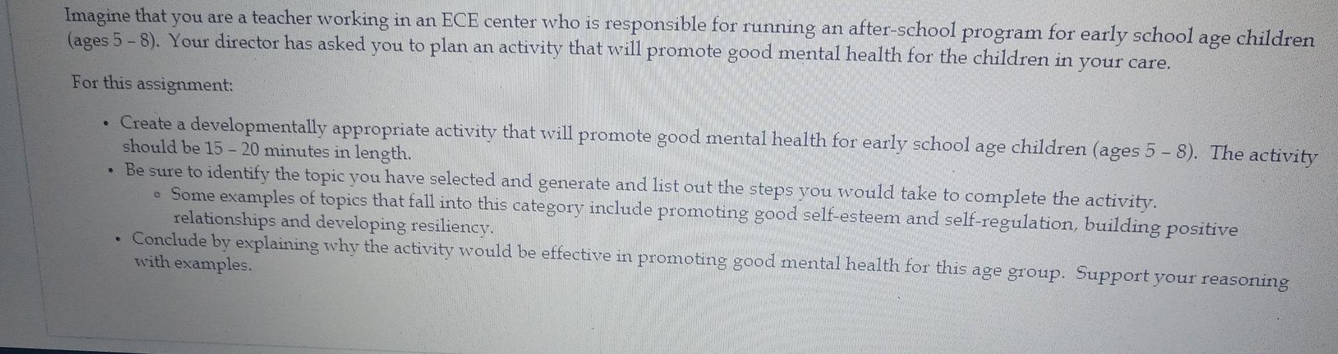 Solved Imagine that you are a teacher working in an ECE | Chegg.com