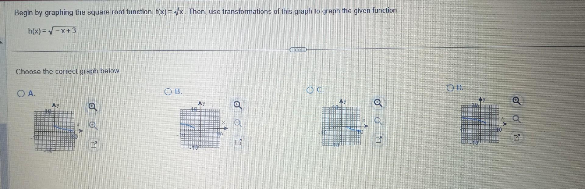 Solved Begin by graphing the square root function, f(x)=x. | Chegg.com