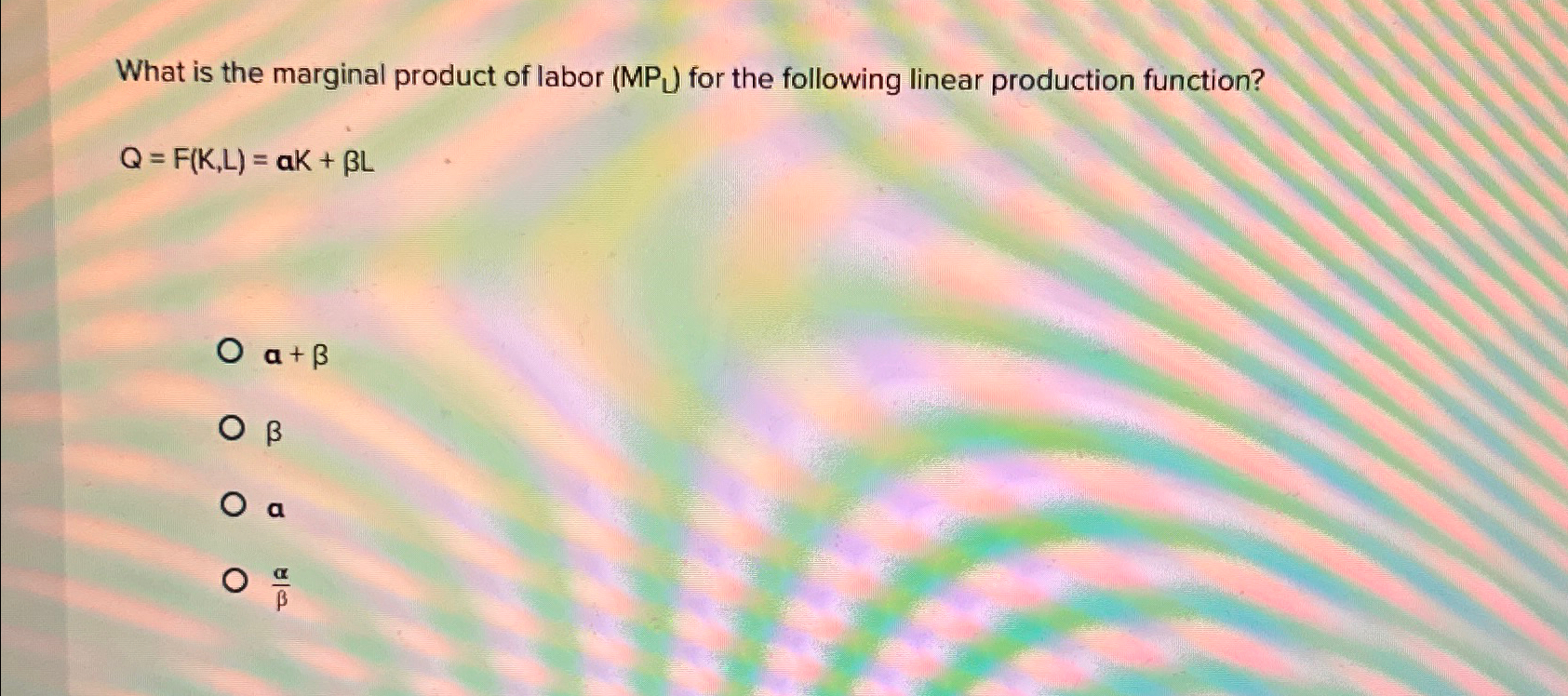Solved What is the marginal product of labor (MP U ) ﻿for | Chegg.com