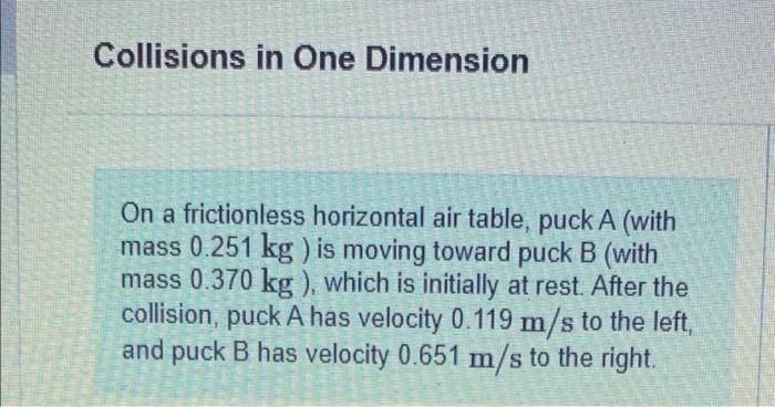 Solved Collisions in One Dimension On a frictionless | Chegg.com