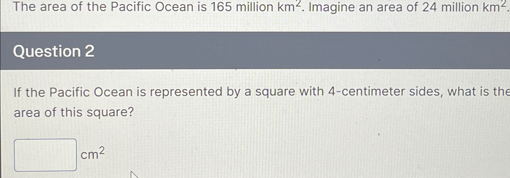 Solved The area of the Pacific Ocean is 165 ﻿million km2. | Chegg.com