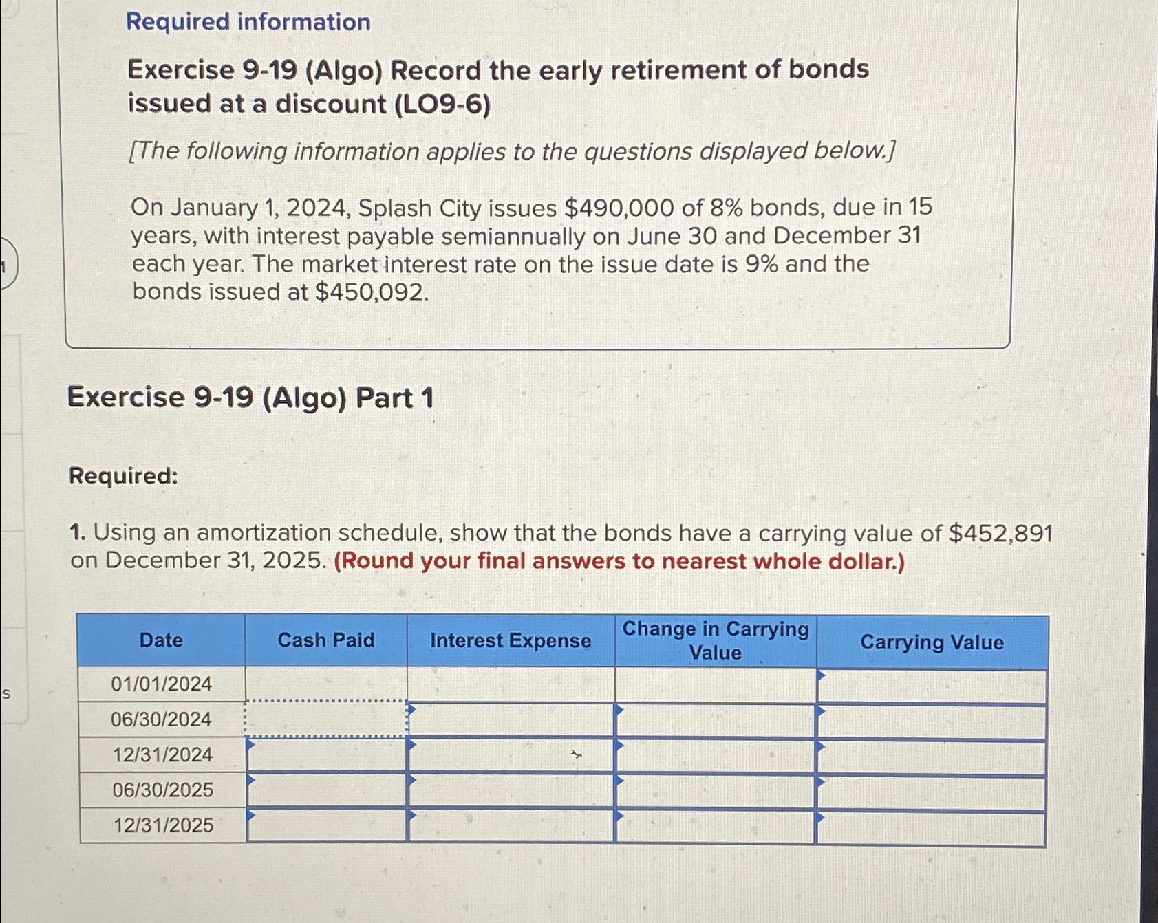 Solved Required informationExercise 9-19 (Algo) ﻿Record the | Chegg.com