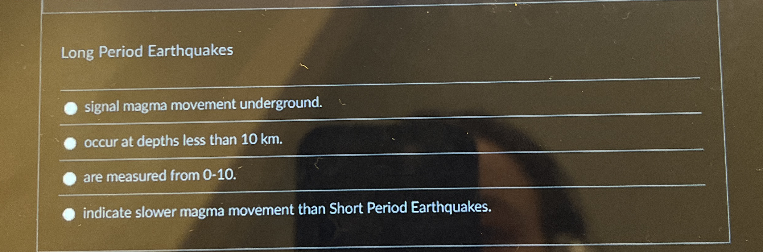 Solved Long Period Earthquakes ﻿signal magma movement | Chegg.com