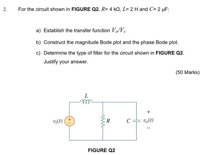 Solved 2. For the circuit shown in FIGURE Q2, R= 4 k12, L= 2 | Chegg.com