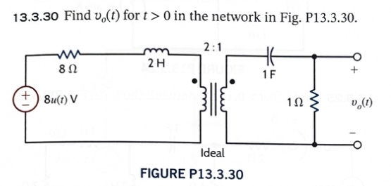 Solved 13.3.30 ﻿Find v0(t) ﻿for t>0 ﻿in the network in Fig. | Chegg.com