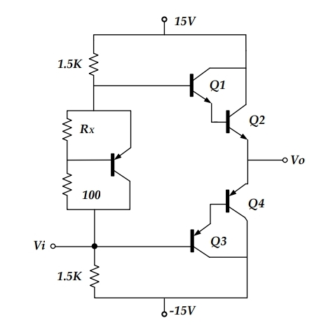 Solved For this Class B bjt amplifier what will be the Rx | Chegg.com