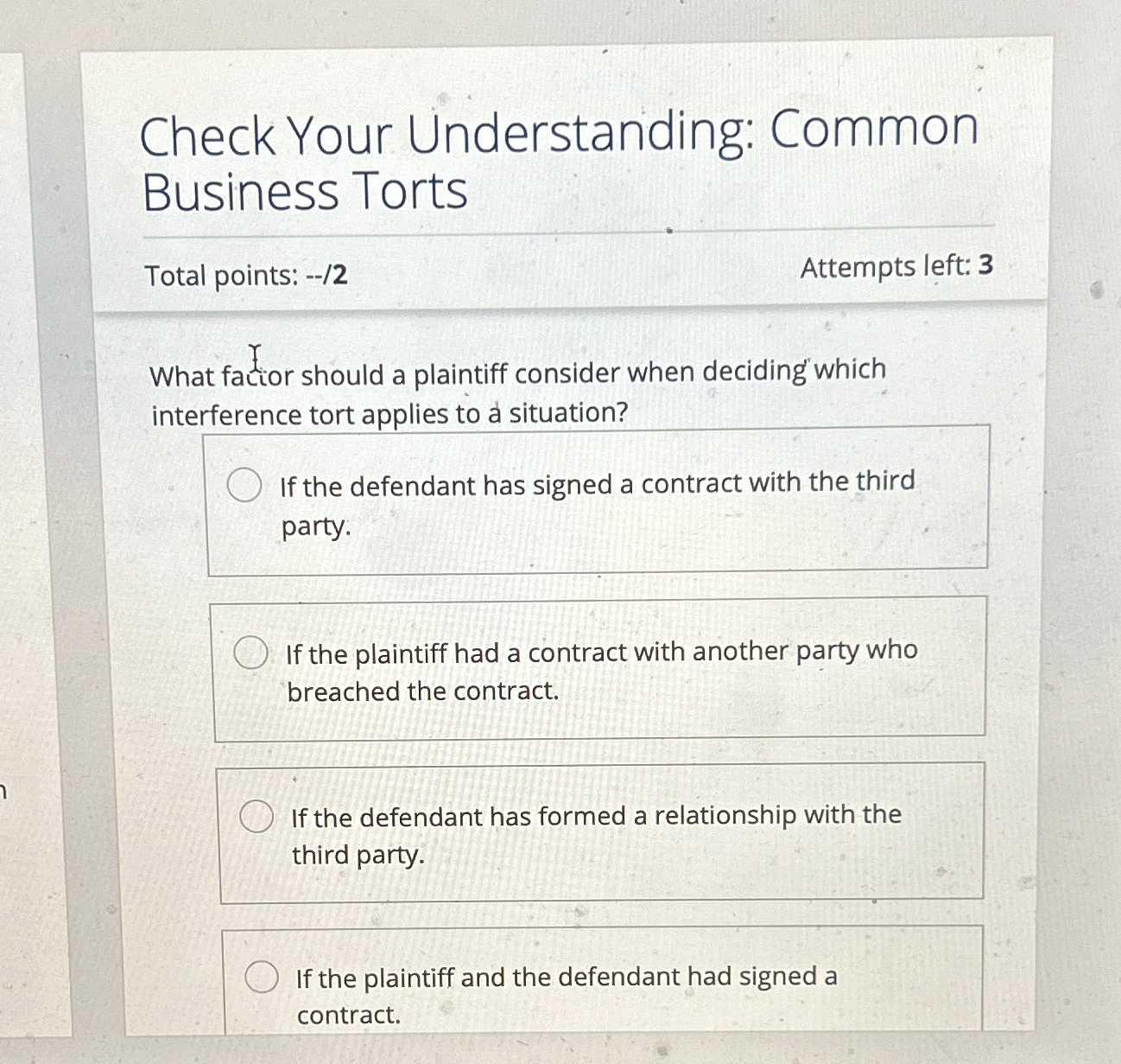 Solved Check Your Understanding: Common Business TortsTotal | Chegg.com