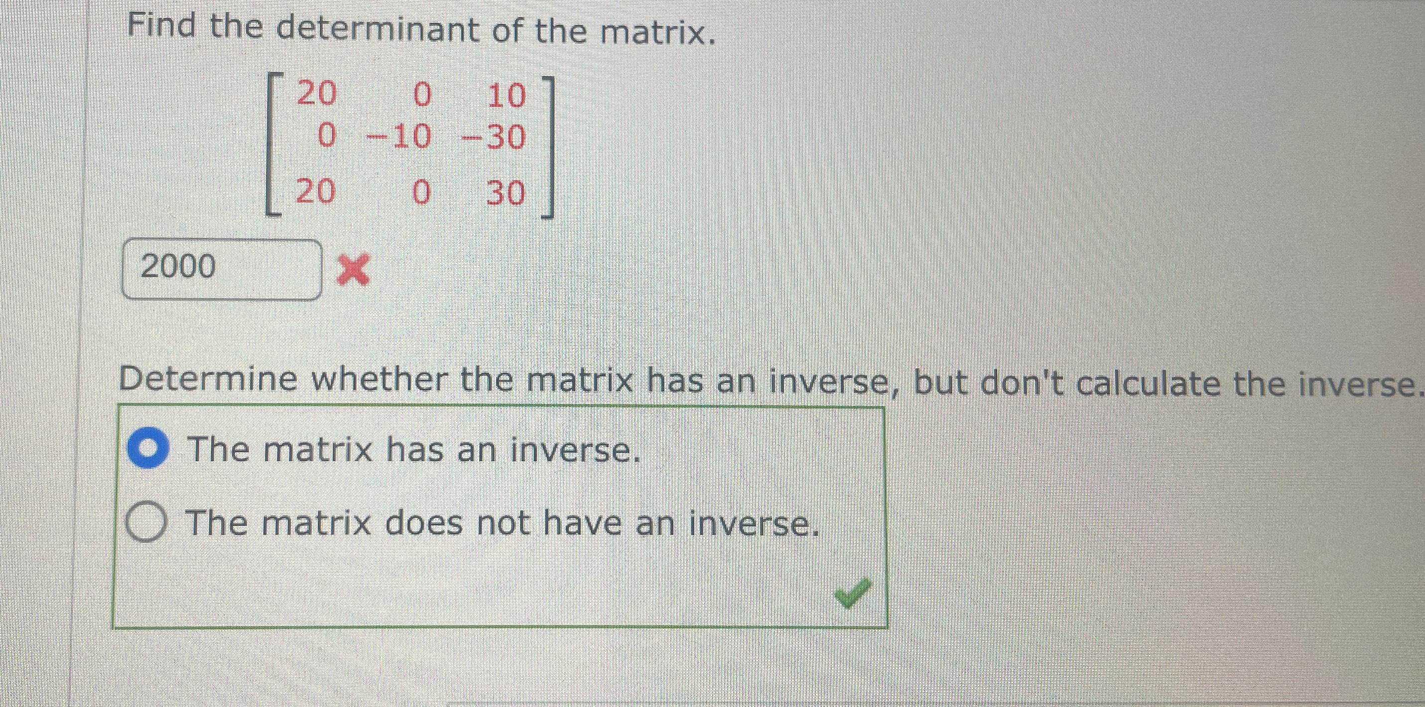Solved Find the determinant of the | Chegg.com
