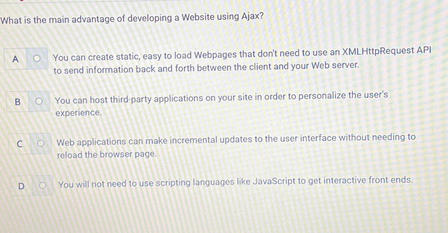 Solved What is the main advantage of developing a Website | Chegg.com