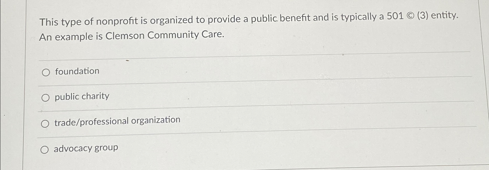 Solved This type of nonprofit is organized to provide a | Chegg.com