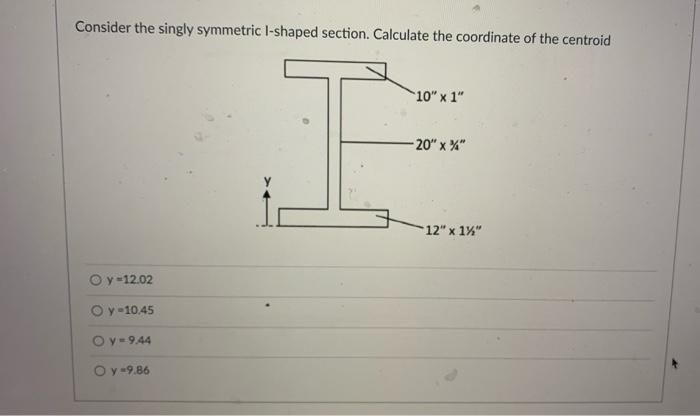 Solved Consider the singly symmetric I-shaped section. | Chegg.com