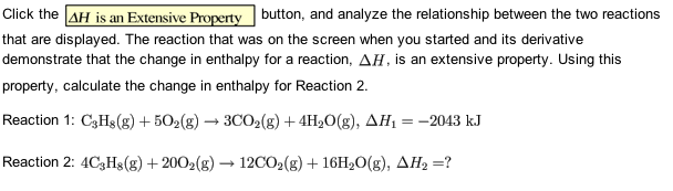 Solved Click the Delta H is an Extensive Properly button, | Chegg.com