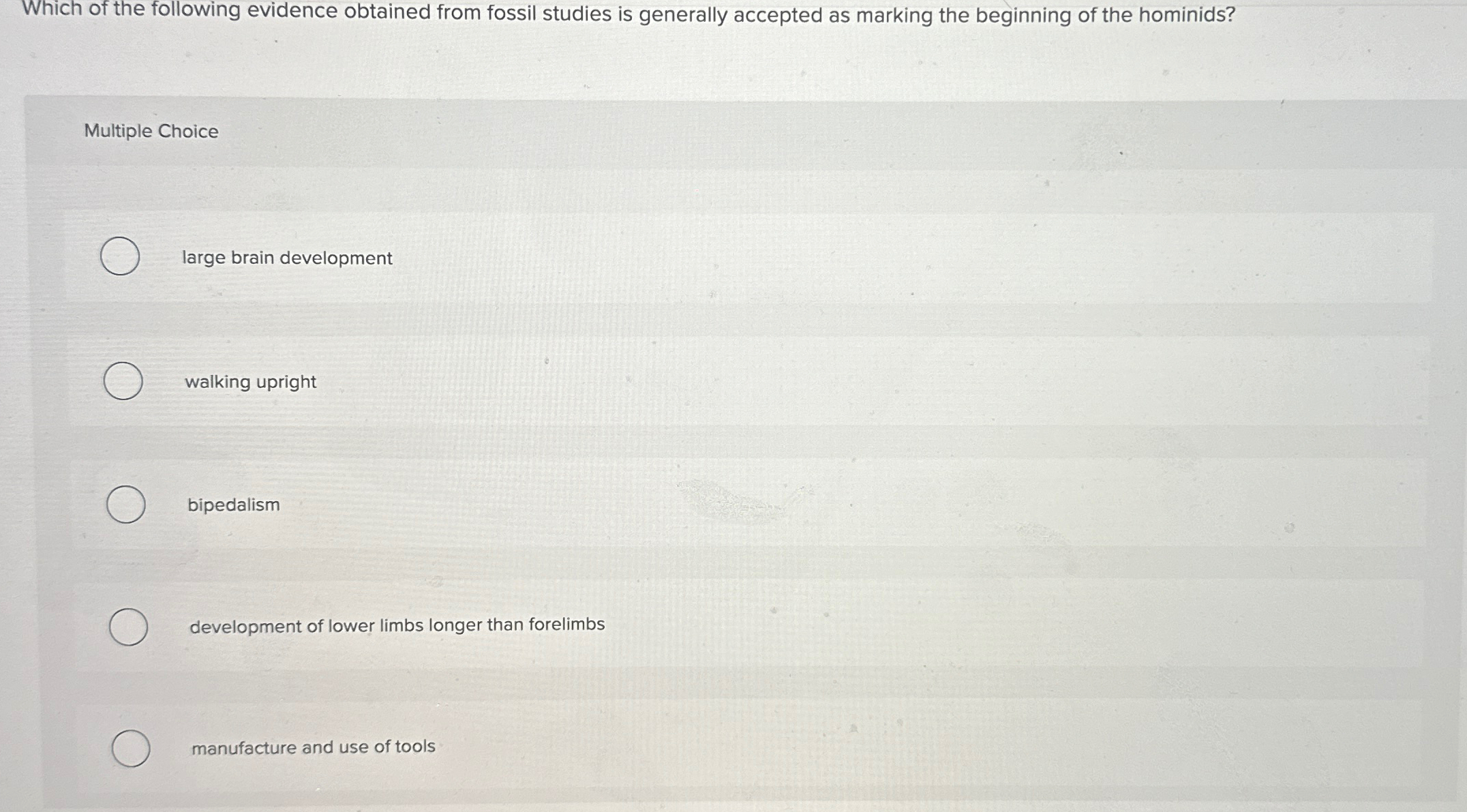 Solved Which of the following evidence obtained from fossil | Chegg.com