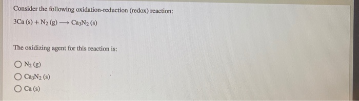 Solved Consider the following oxidation-reduction (redox) | Chegg.com