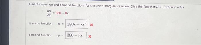 Solved Find the revenue and demand functions for the given | Chegg.com