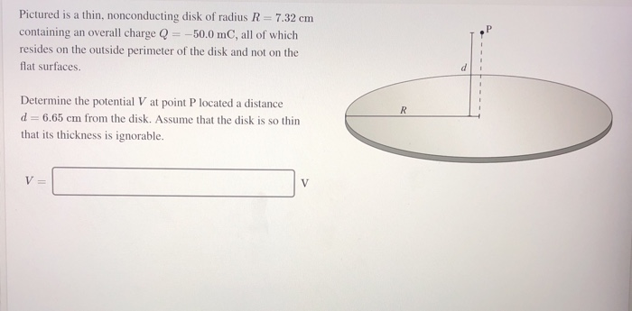 Solved Pictured is a thin, nonconducting disk of radius R = | Chegg.com