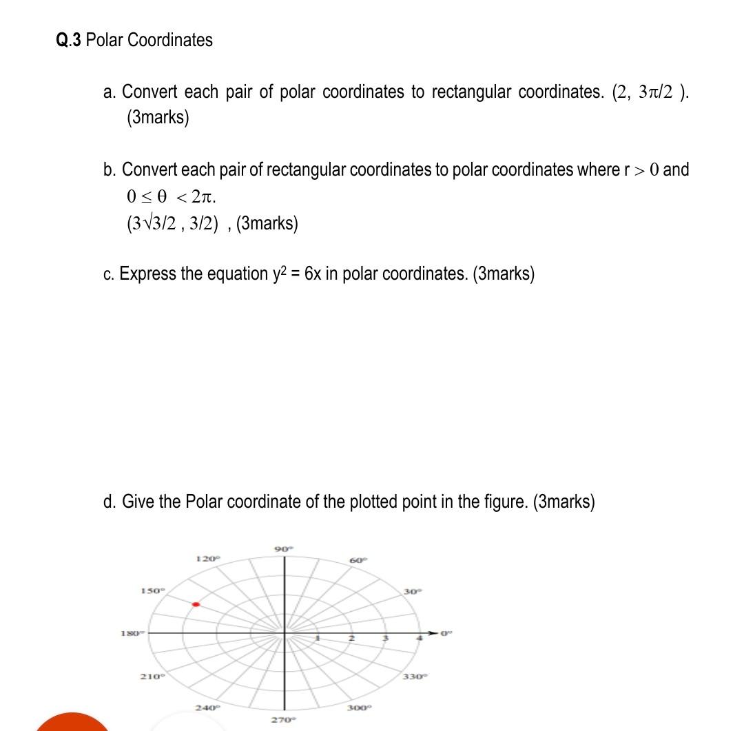 Solved a. Convert each pair of polar coordinates to | Chegg.com
