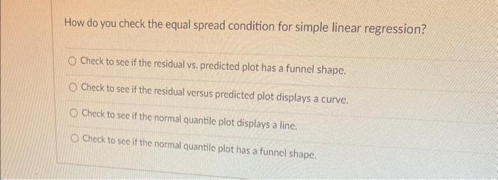 Solved How do you check the equal spread condition for | Chegg.com