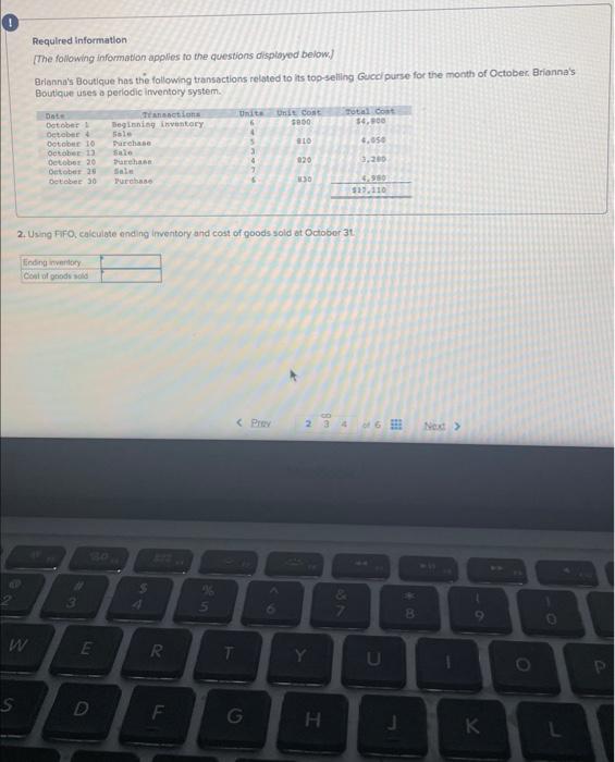 Solved please help!!part 2. Using FIFO, calculate ending | Chegg.com
